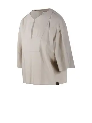 Max Mara Sospiro V-neck Top With Three-quarter Sleeves - Nude