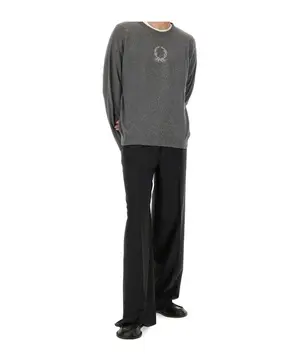 Moschino Laurel Crown Embroidered Crewneck Pullover - Gray