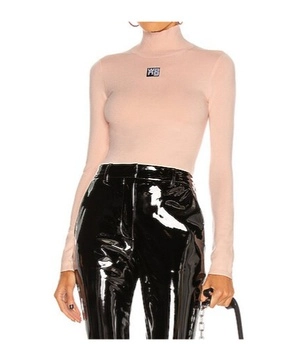Alexander Wang Fitted Turtleneck Jumper With Chest Logo - Pink