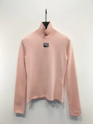 Alexander Wang Fitted Turtleneck Jumper With Chest Logo - Pink