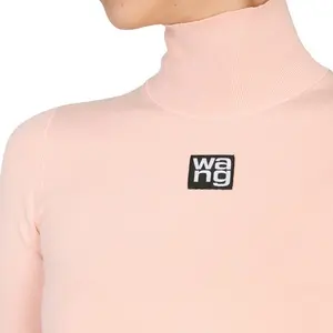 Alexander Wang Fitted Turtleneck Jumper With Chest Logo - Pink