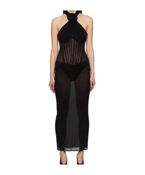 Magda Butrym Sheer Halter Bustier Midi Dress