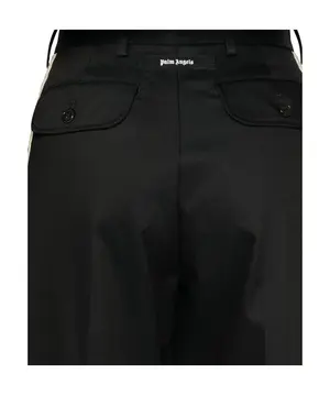 Palm Angels Cotton Trousers With Belt Loops And Pleats - Black