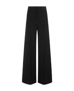 Red Valentino Logo Casual Pants With Ironing Pleats And Slit Bottom - No