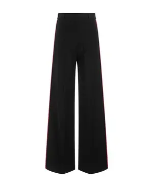 Red Valentino Logo Casual Pants With Ironing Pleats And Slit Bottom