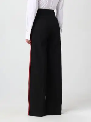 Red Valentino Logo Casual Pants With Ironing Pleats And Slit Bottom