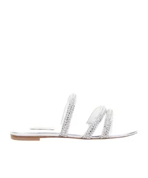 Casadei Embellished Round Toe Flat Slippers - Cristalloargento