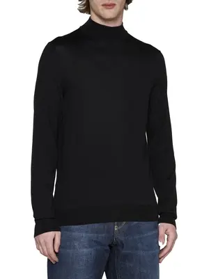 DRUMOHR Mock-neck Merino Wool Jumper - Black