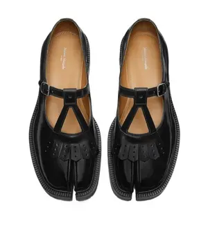 MAISON MARGIELA Tabi County Mary Jane Shoes With Buckled T-bar Strap And Fringe Detailing