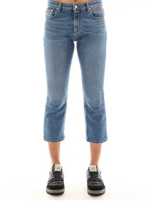 MSGM Logo Embroidered Crystal Embellished Jeans