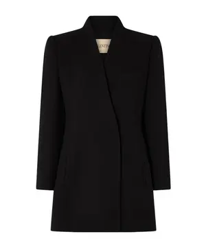 Valentino Garavani Wool Crepe V-neck Long-sleeved Jacket - Black