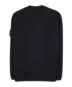 Stone Island Virgin Wool Jumper With Compass Patch - Black