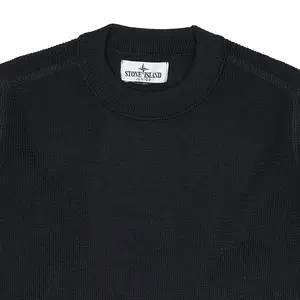 Stone Island Virgin Wool Jumper With Compass Patch - Black