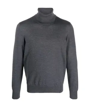 FAY Turtleneck Sweater With Ribbed Trim - Grey