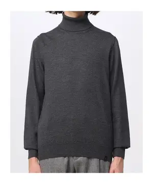 FAY Turtleneck Sweater With Ribbed Trim - Grey