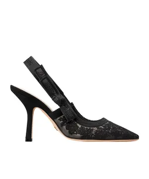Dior Embroidered Slingback Pumps - Black