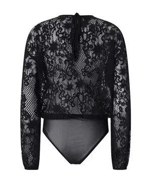 Pinko Lace Pattern Long Sleeve Bodysuit