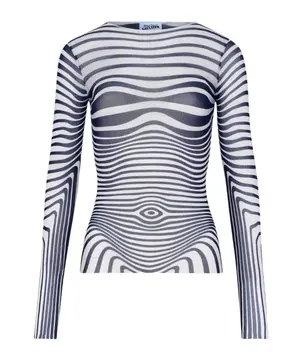 JEAN PAUL GAULTIER Long Sleeve Striped Top - White