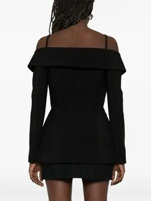 MUGLER V-neck Off-shoulder Jacket - Black