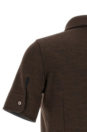 Gucci Jersey Shirt With Interlocking G Embroidery - Dark Brown