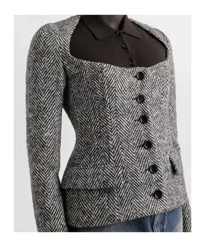 Dolce & Gabbana Herringbone Tailored Jacket - Black