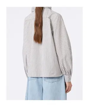 Max Mara Striped Cotton Poplin Blouse With Foulard Collar