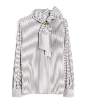 Max Mara Striped Cotton Blouse - Hazelnut Brown