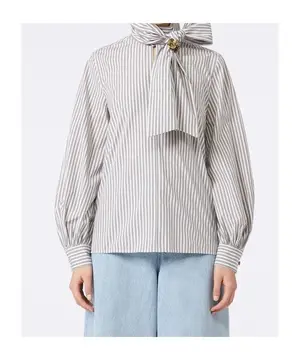Max Mara Striped Cotton Blouse - Hazelnut Brown
