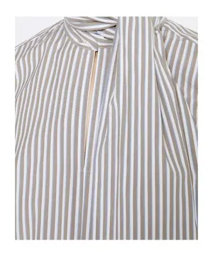 Max Mara Striped Cotton Blouse - Hazelnut Brown