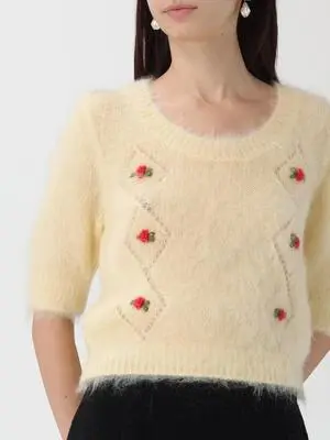Alessandra Rich Embroidered Cropped Jumper - No