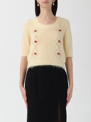 Alessandra Rich Embroidered Cropped Jumper - No