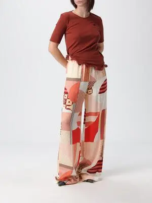 Fendi Ribbed Top With Embroidered Logo And Ruffled Hem - Brown