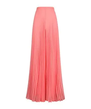 Max Mara Pleated Chiffon Wide Leg Trousers - Pink