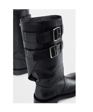 ANN DEMEULEMEESTER 35mm Osmo Double-buckle Leather Boots