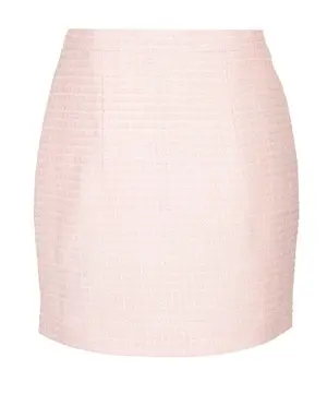 Alessandra Rich Sequin Checked Tweed Mini Skirt - Nude