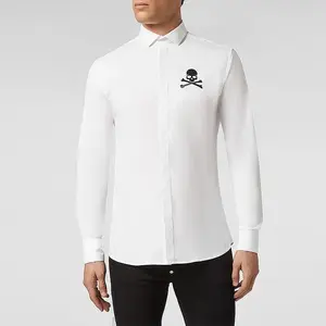 Philipp Plein Skull Embroidered Long-sleeved Shirt