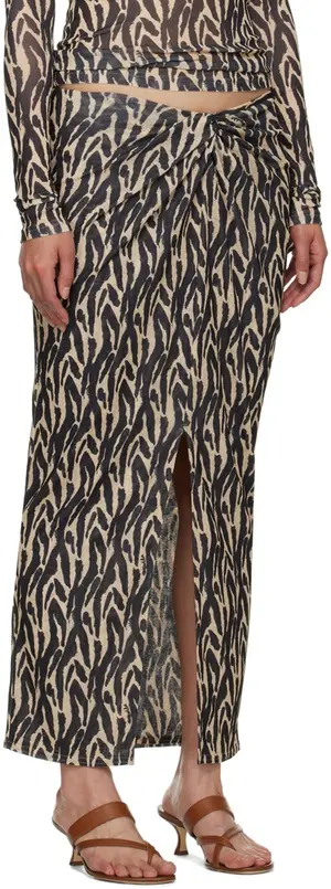 Nanushka Printed Twisted Sarong Skirt