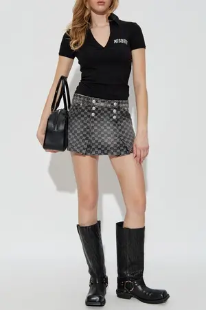 MISBHV Buttoned Geometric Patterned Mini Skirt