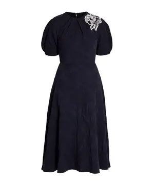 Erdem Appliquéd Cotton-blend Cloqué Midi Dress
