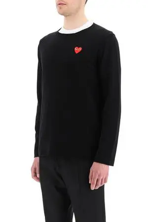 Play Comme Des Garcon Round Neck Long-sleeved Sweater - Black