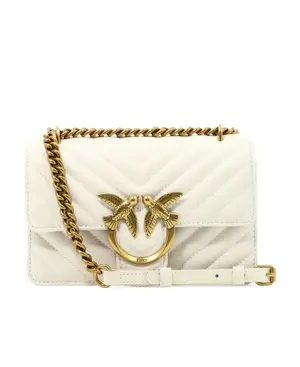 Pinko Lovebird Quilted Chain Shoulder Bag - Nude