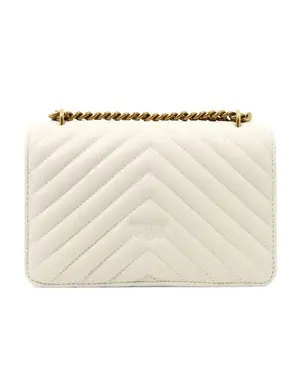 Pinko Lovebird Quilted Chain Shoulder Bag - Nude