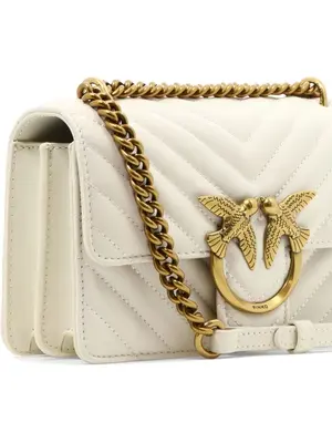Pinko Lovebird Quilted Chain Shoulder Bag - Nude