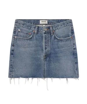 AGOLDE Denim Mini Skirt With Frayed Hem - No