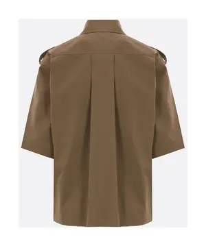 Aspesi Classic Button-up Top With Lapel And Short Sleeves - Green