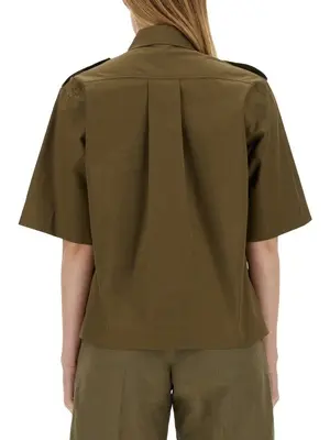 Aspesi Classic Button-up Top With Lapel And Short Sleeves - Green