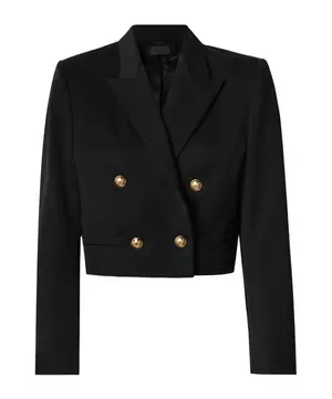 NILI LOTAN Cropped Double-breasted Blazer With Patch Pockets