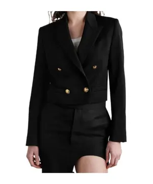 NILI LOTAN Cropped Double-breasted Blazer With Patch Pockets