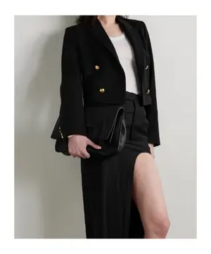 NILI LOTAN Cropped Double-breasted Blazer With Patch Pockets
