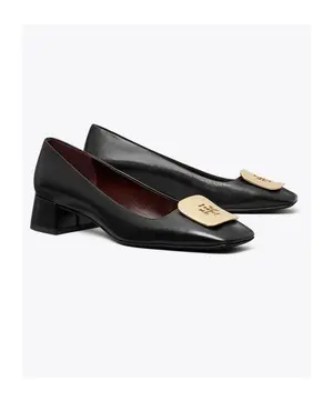 Tory Burch Georgia Square-toe Pumps With Double T Logo Detail - Black